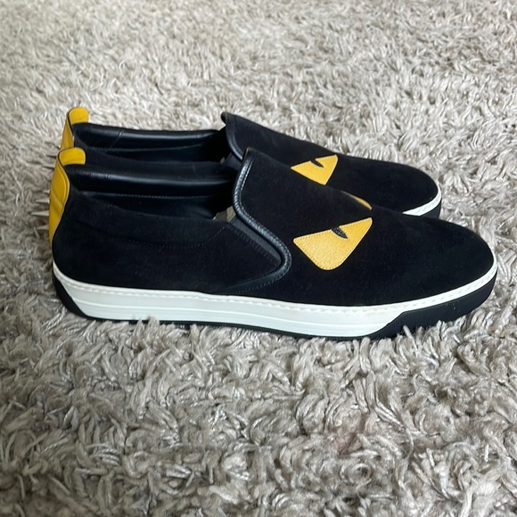 Fendi | Shoes | Fendi Monsters Motif Suede Slipon | Poshmark